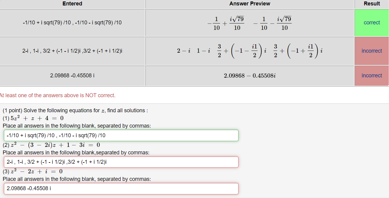 Solved at least one of the answers above is NOT correct. (1 | Chegg.com