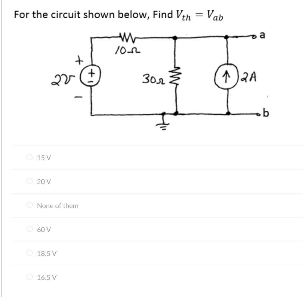 Solved For the circuit shown below, Find Vth = Vab = w 10-12 | Chegg.com