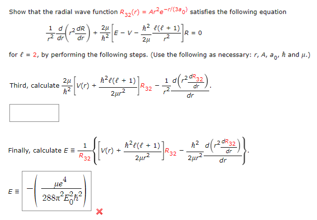 Solved Show that the radial wave function R32(1) = Arze | Chegg.com