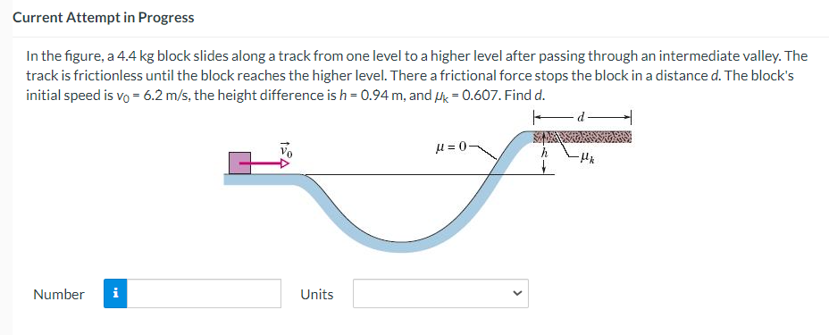 Solved In the figure, a 4.4 kg block slides along a track | Chegg.com