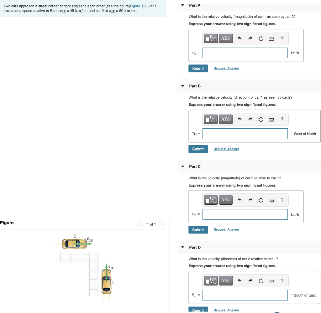Solved Part A Two cars approach a street corner at right | Chegg.com