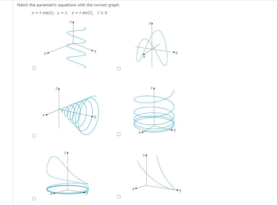Solved Match the parametric equations with the correct | Chegg.com