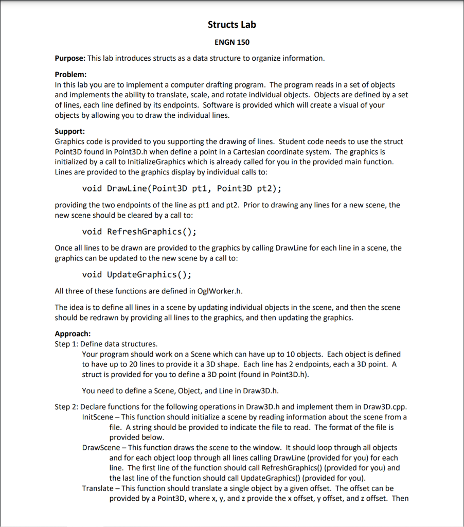Solved Structs Lab ENGN 150 Purpose: This lab introduces | Chegg.com