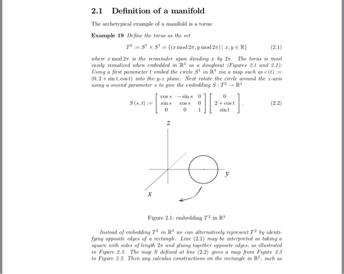 2.1 Definition of a manifold The archetypical example | Chegg.com