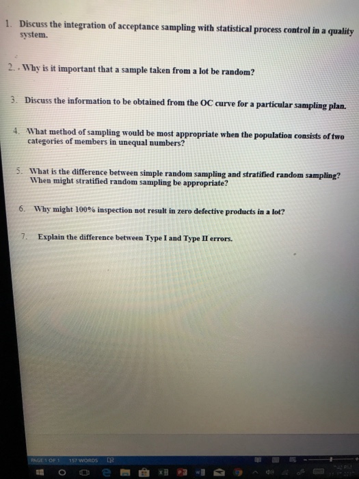 Solved 1. Discuss the integration of acceptance sampling | Chegg.com