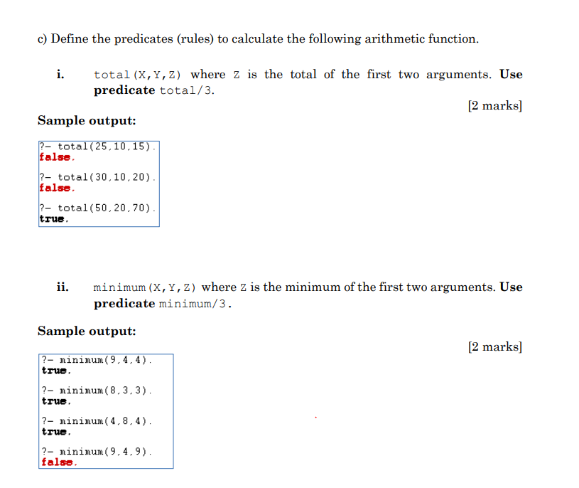 Solved c) Define the predicates (rules) to calculate the | Chegg.com