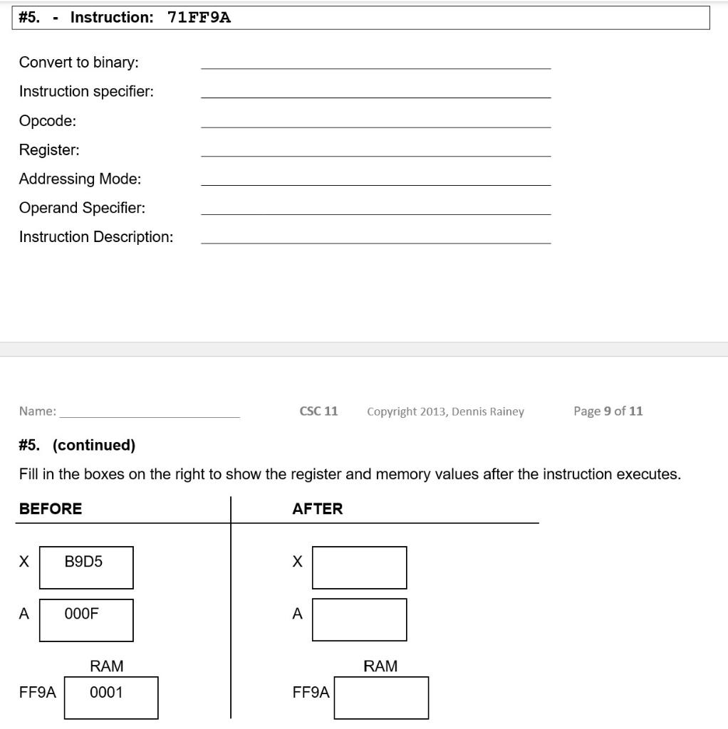 Solved Fill in the boxes on the right to show the register | Chegg.com