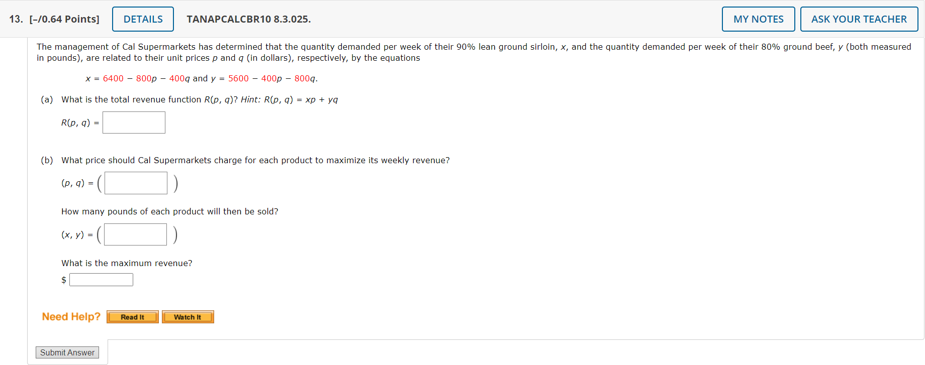 Solved 13. [-70.64 Points] DETAILS TANAPCALCBR10 8.3.025. MY | Chegg.com