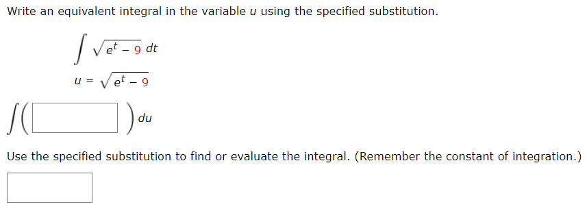 Solved Write an equivalent integral in the variable u ﻿using | Chegg.com