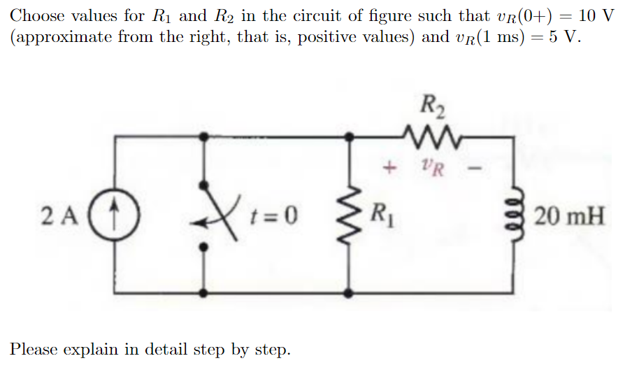 Solved Choose values for R1 and R2 in the circuit of figure | Chegg.com