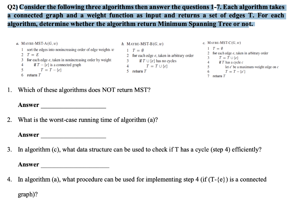 Solved 5. What data structure can be used for implementing | Chegg.com