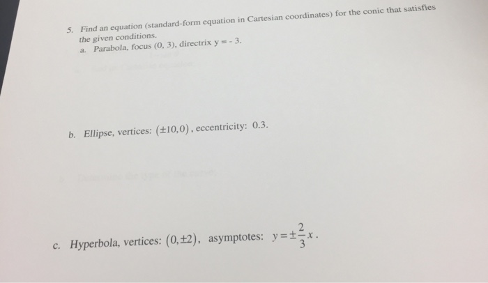 Solved Find an equation (standard-form equation in Cartesian | Chegg.com