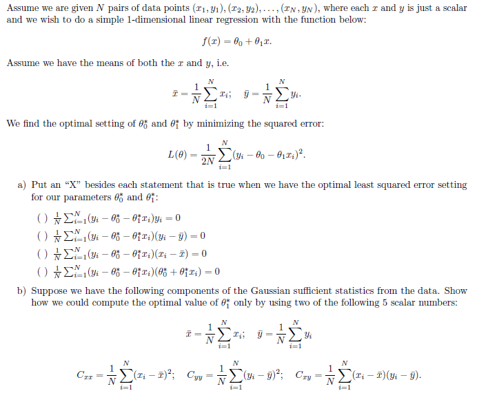 (Machine Learning and Stats) Assume we are given N | Chegg.com