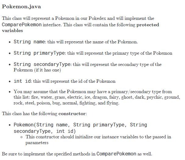 Pokemon.java This class will represent a Pokemon in | Chegg.com
