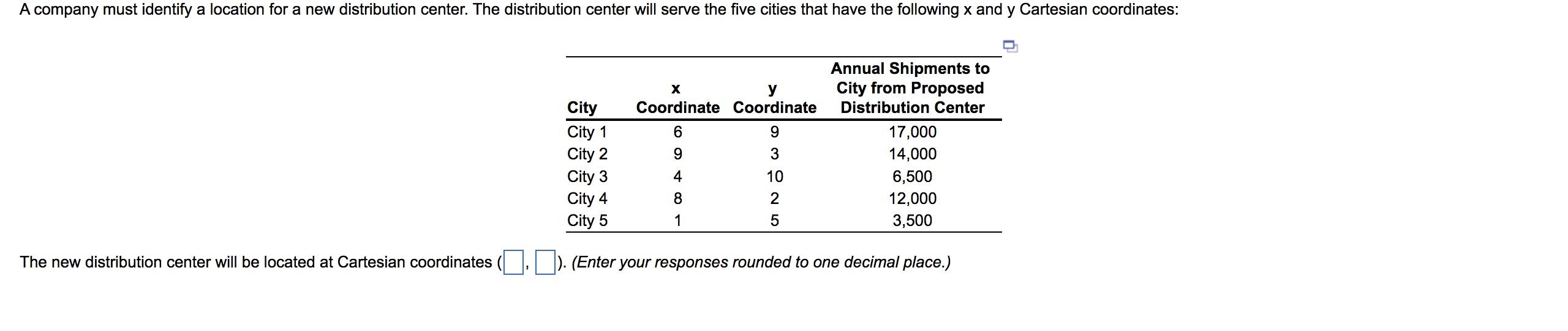 Solved A company must identify a location for a new | Chegg.com