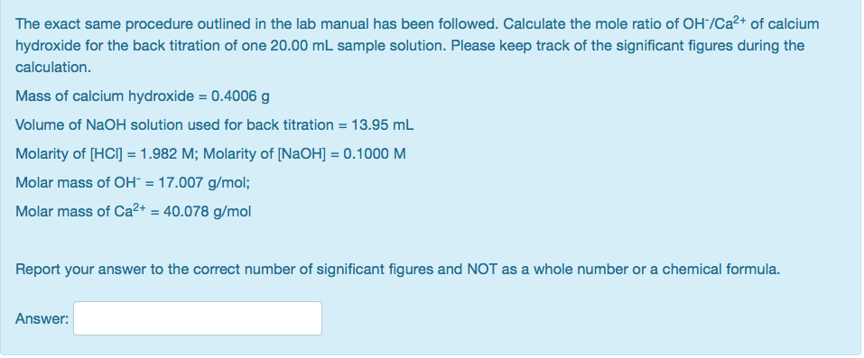 (15.00ml of 1.982M of HCl was pipetted into beaker | Chegg.com