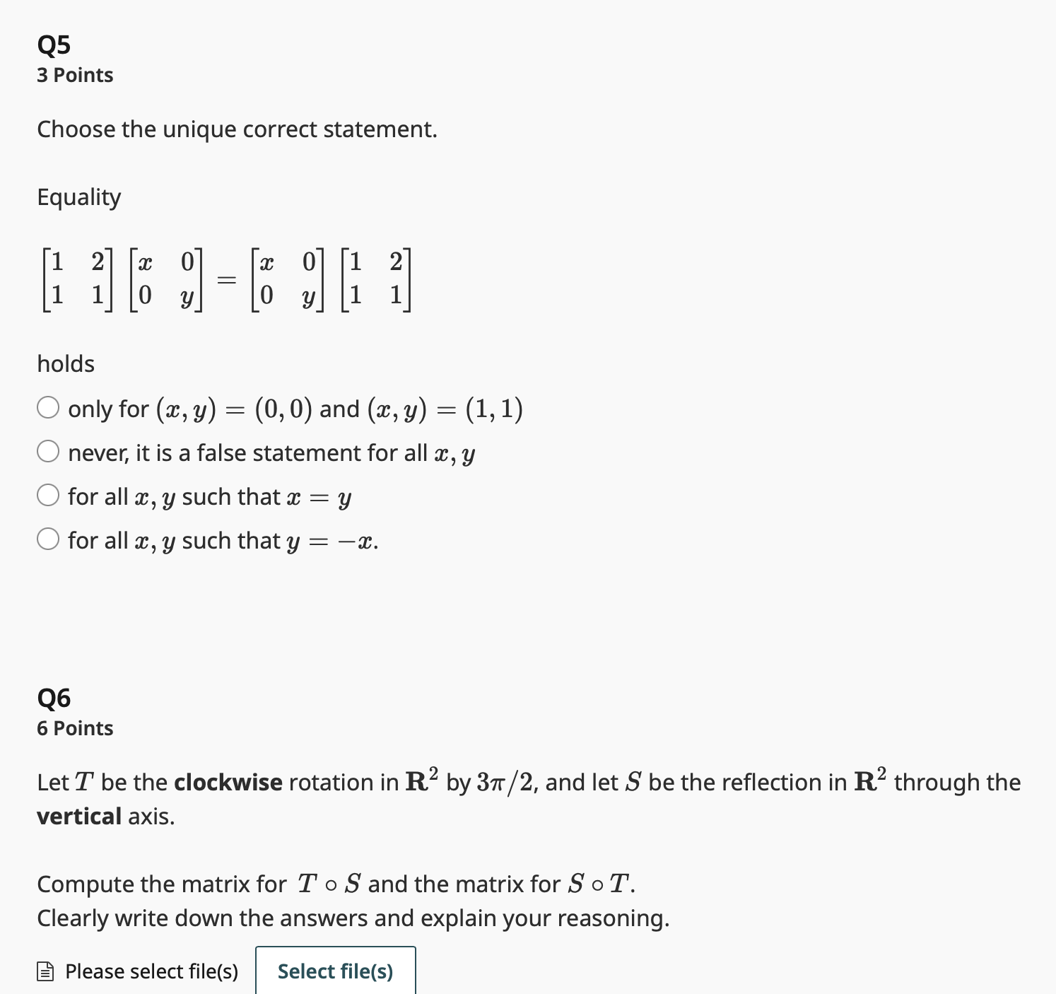 Solved Q5 3 Points Choose the unique correct statement. | Chegg.com