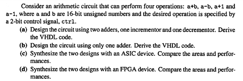 Solved Consider an arithmetic circuit that can perform four | Chegg.com