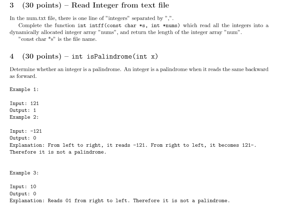 3 (30 points) – Read Integer from text file In the | Chegg.com
