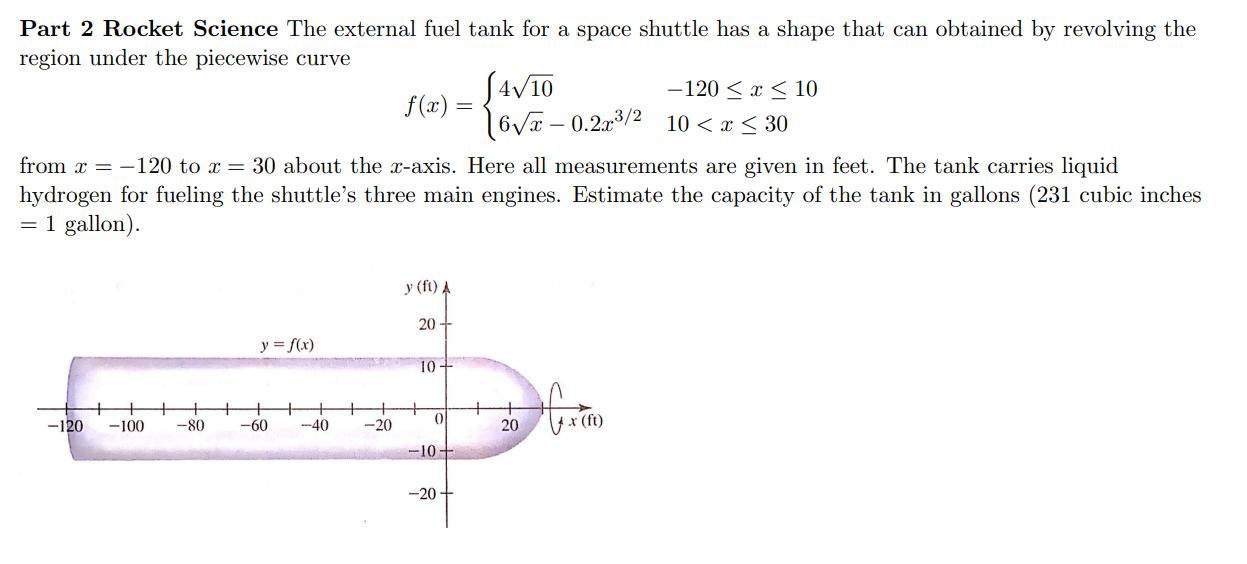 Solved Part 2 Rocket Science The external fuel tank for a | Chegg.com