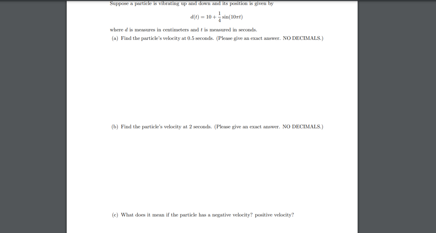 Solved Suppose a particle is vibrating up and down and its | Chegg.com