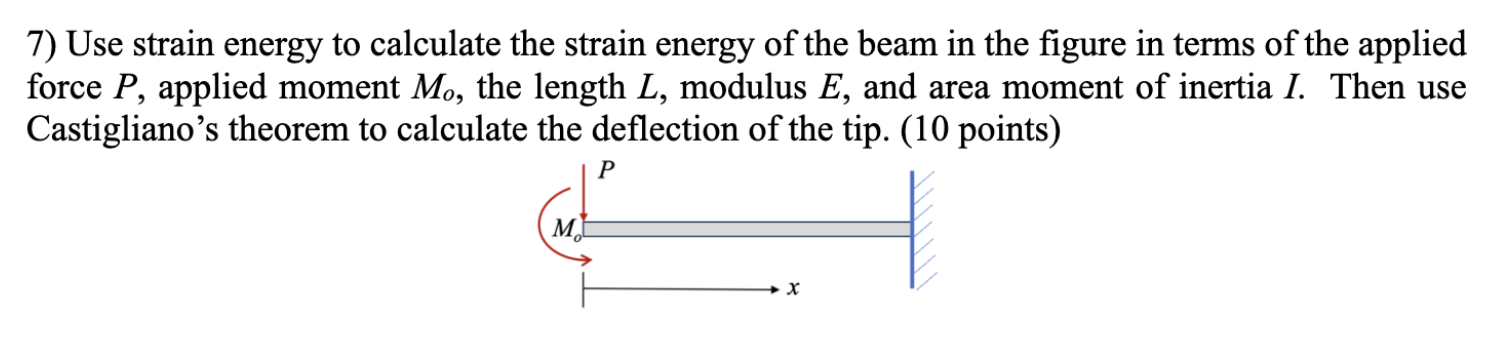 7) Use strain energy to calculate the strain energy | Chegg.com