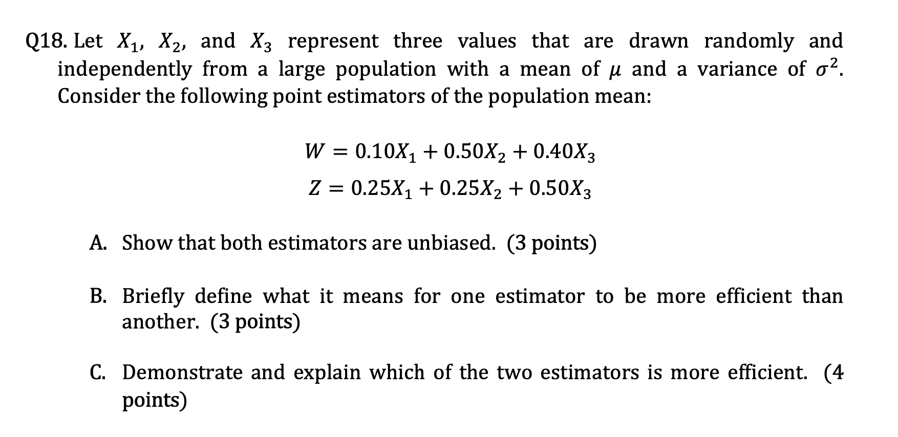 Solved Q18. Let X1,X2, and X3 represent three values that | Chegg.com