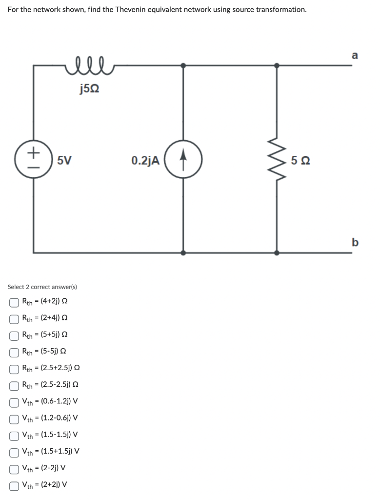 Solved For the network shown, find the Thevenin equivalent | Chegg.com