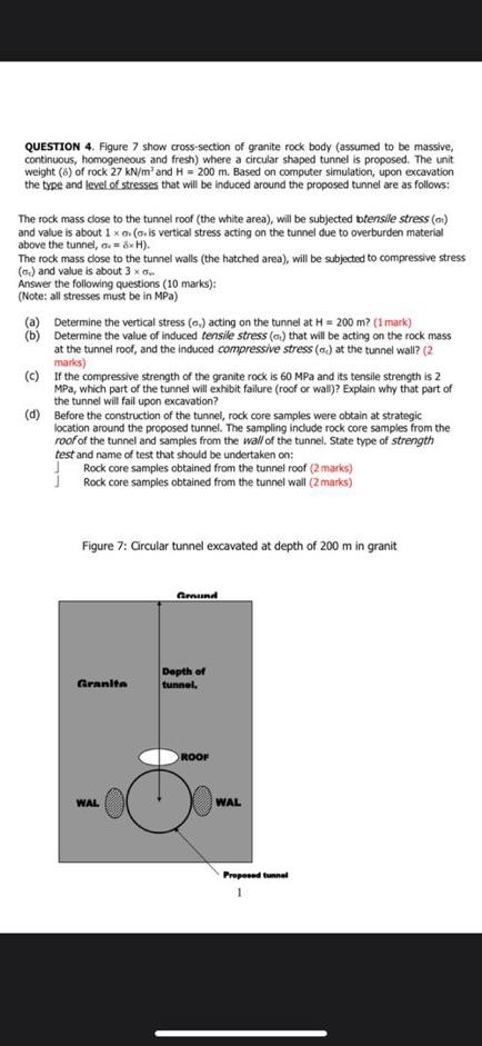 QUESTION 4. Figure 7 show cross-section of granite | Chegg.com