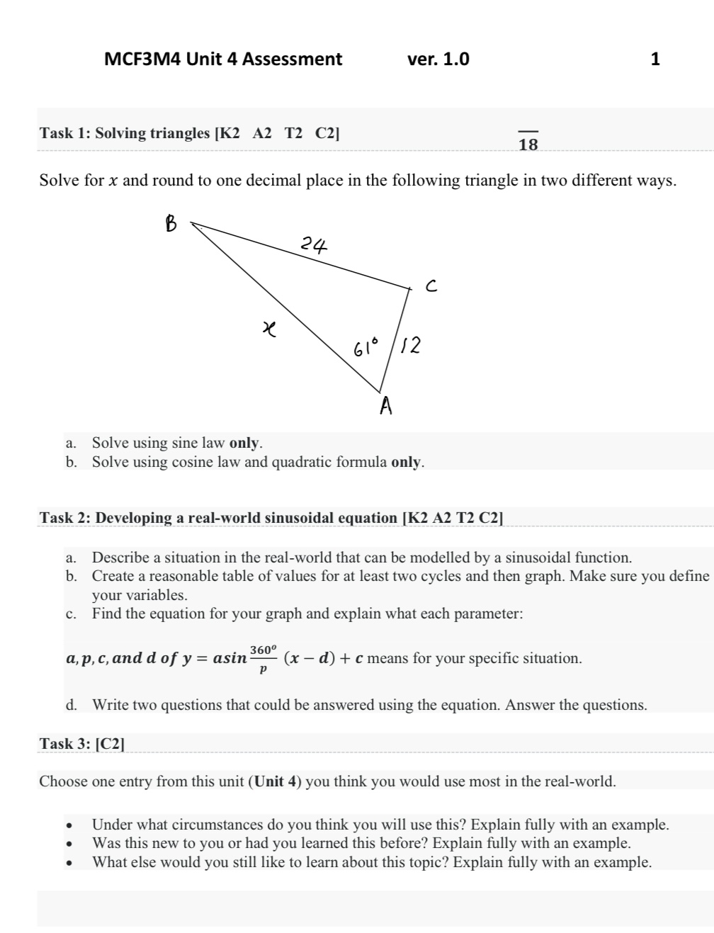 MCF3M Formula Sheet This is a list of formulas you | Chegg.com