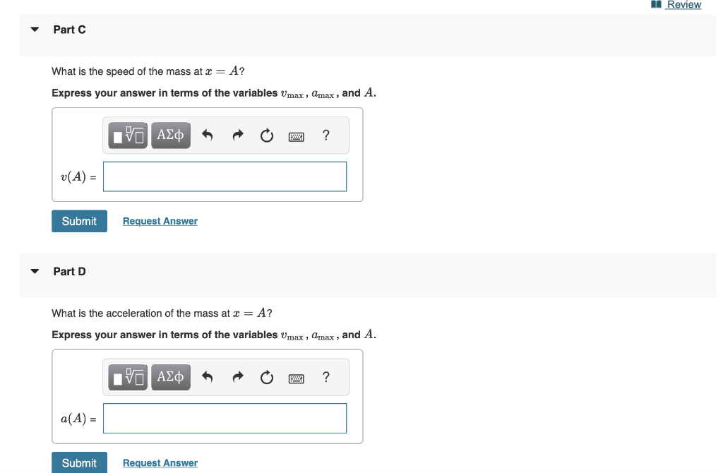 Solved A mass on a spring oscillates with simple harmonic | Chegg.com