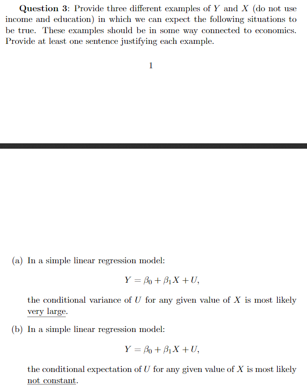 Solved Question 3: Provide three different examples of Y and | Chegg.com