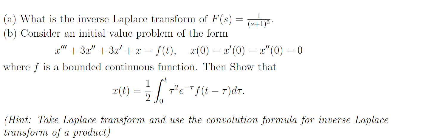 Solved (a) What is the inverse Laplace transform of F(s) (b) | Chegg.com