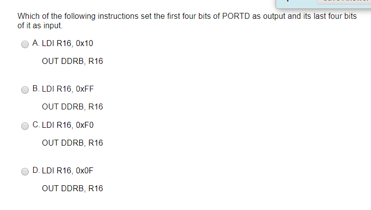 Solved Which of the following instructions set the first | Chegg.com
