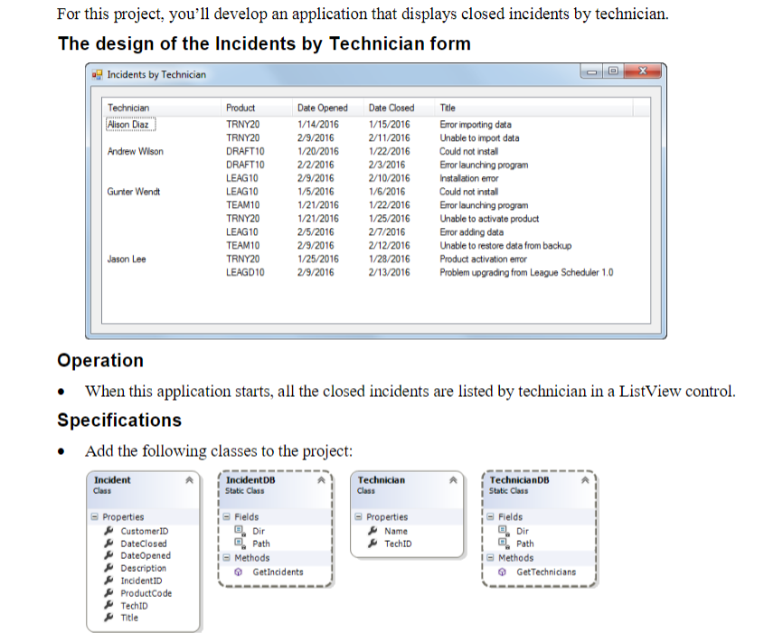 For this project, you'll develop an application that | Chegg.com