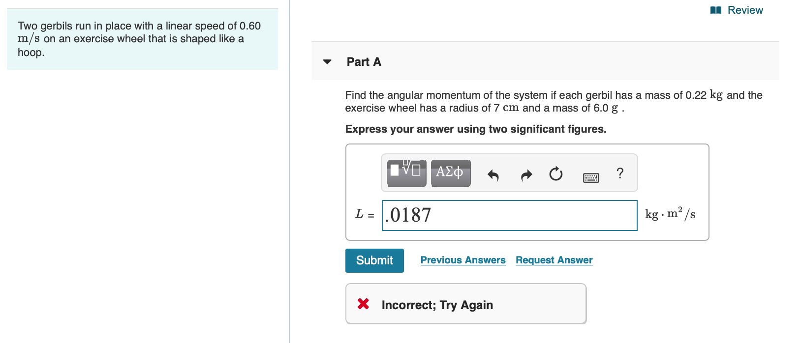 Solved Review Two gerbils run in place with a linear speed | Chegg.com
