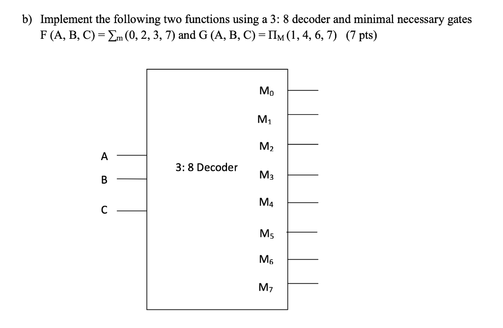 Solved b) Implement the following two functions using a 3: 8 | Chegg.com