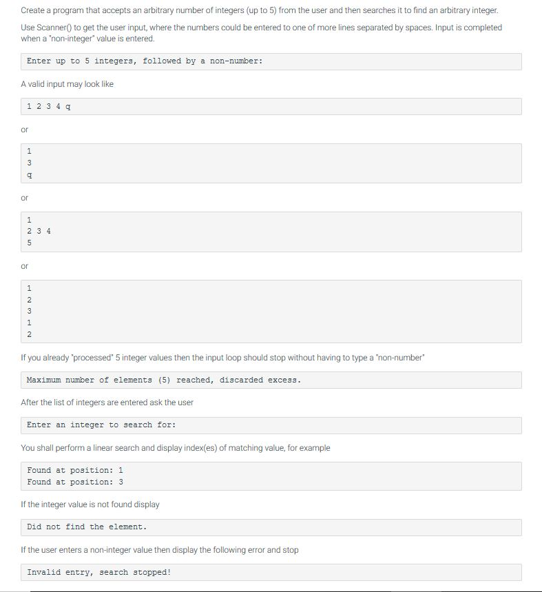 Solved IN JAVA Create a program that accepts an arbitrary | Chegg.com