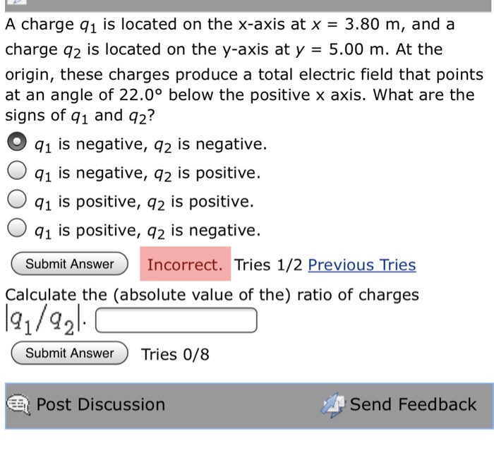 Solved A charge q1 is located on the x-axis at x-3.80 m, and | Chegg.com