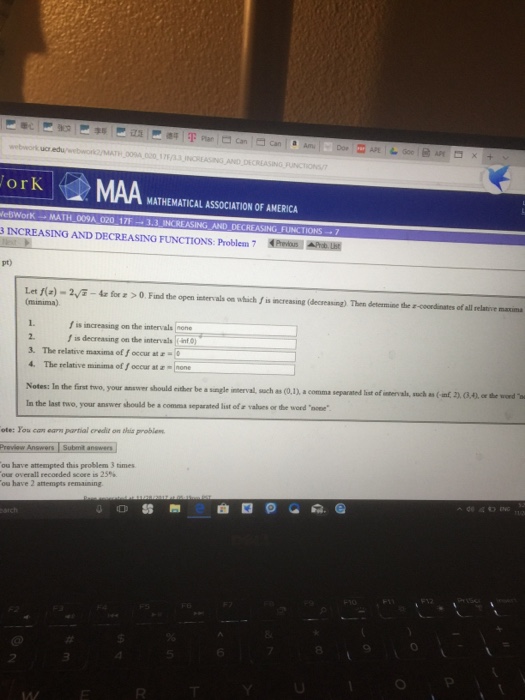 Solved DECREASING FUNCTION MATHEMATICAL ASSOCIATION OF | Chegg.com