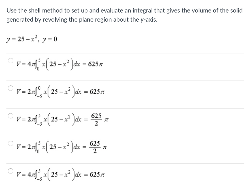 Solved Use the shell method to set up and evaluate an | Chegg.com