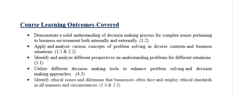Solved Course Learning Outcomes Covered Demonstrate a solid | Chegg.com