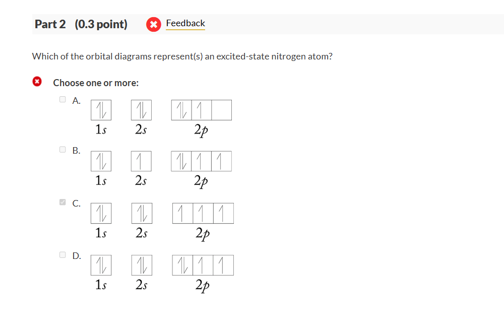 Solved Which of the orbital diagrams represent(s) an | Chegg.com