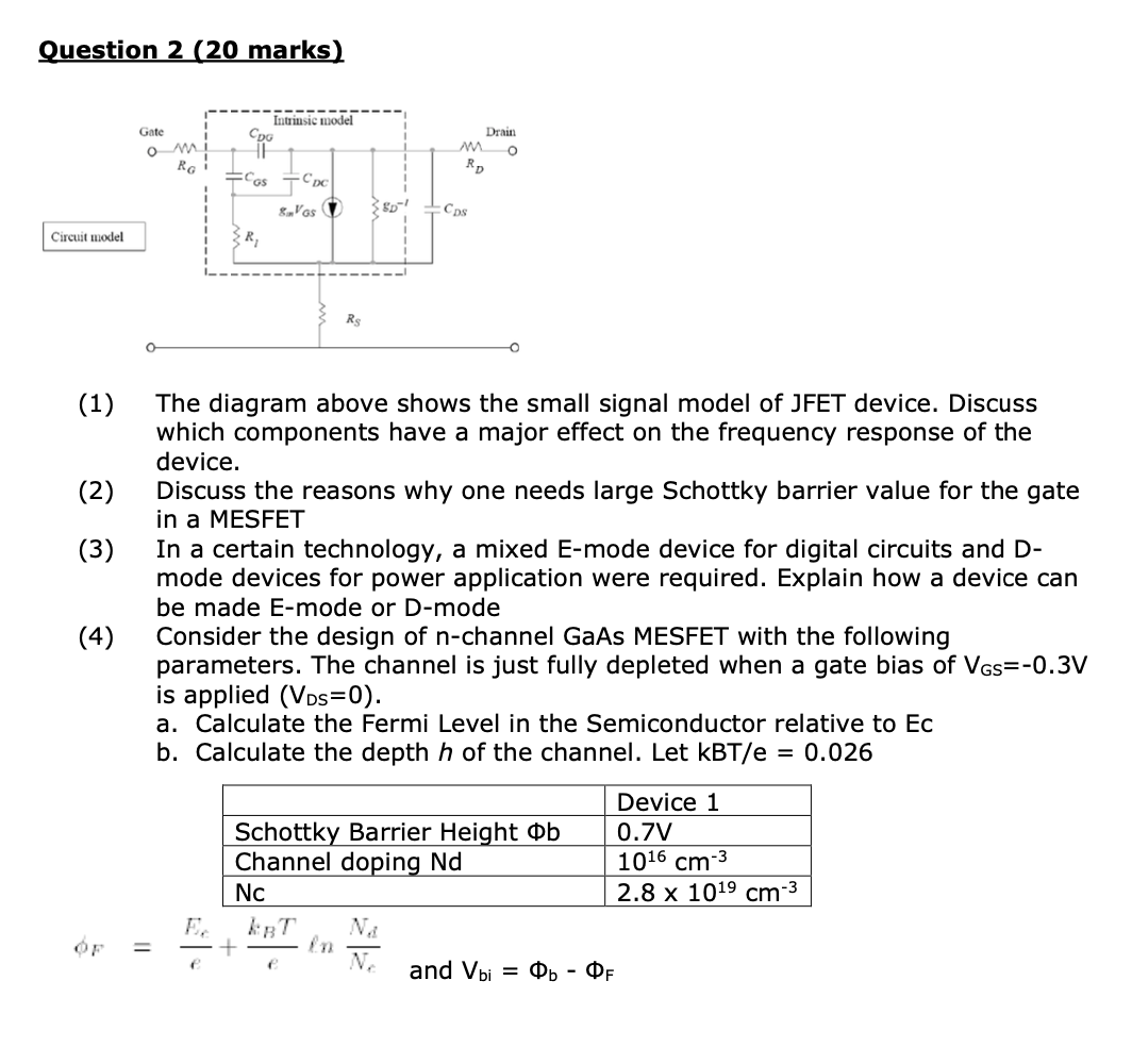 Solved Question 2 (20 marks) Circ (1) The diagram above | Chegg.com