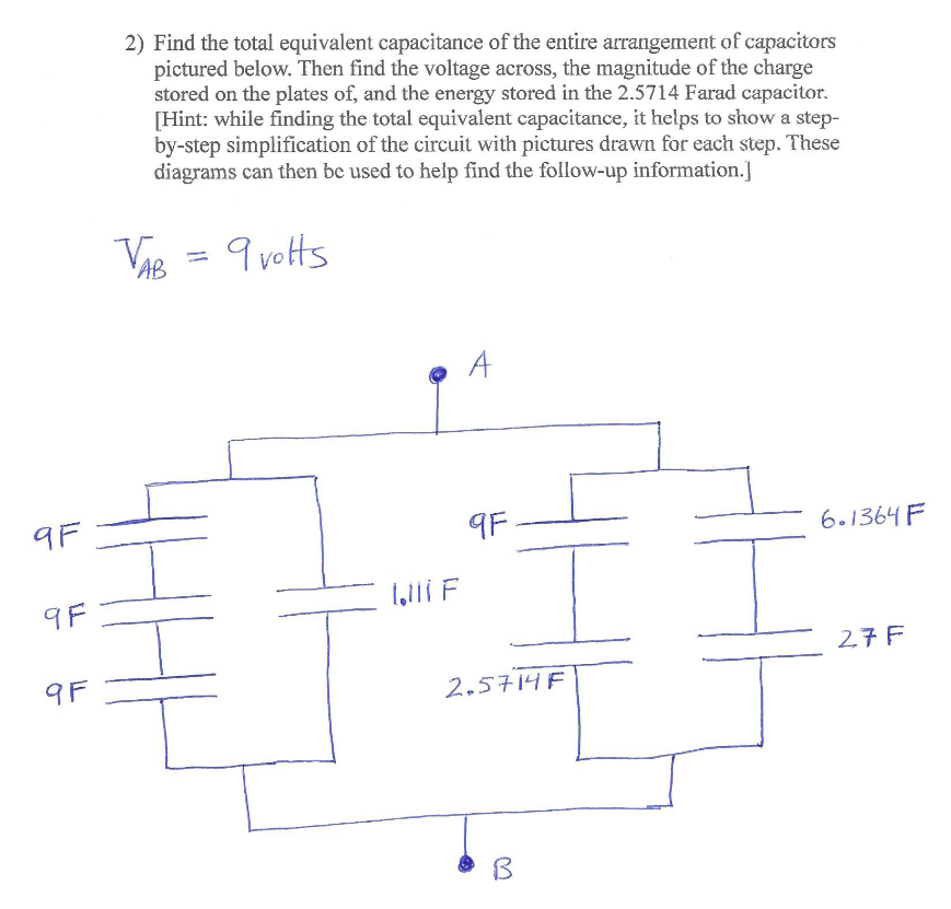 Solved 2) Find the total equivalent capacitance of the | Chegg.com