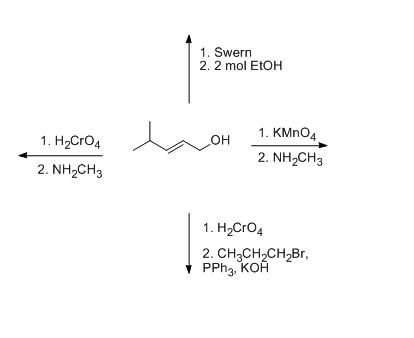 Solved 1. Swern 2. 2 mol EtOH ОН 1.KMnO 2. NH2CH3 2. NH2CH3 | Chegg.com
