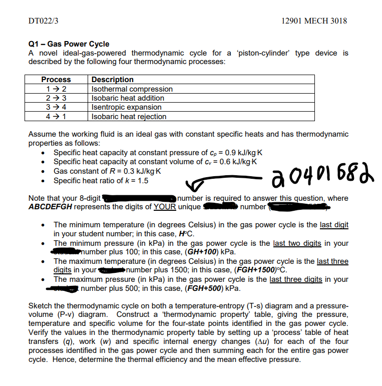 Solved Q1 - Gas Power Cycle A novel ideal-gas-powered | Chegg.com