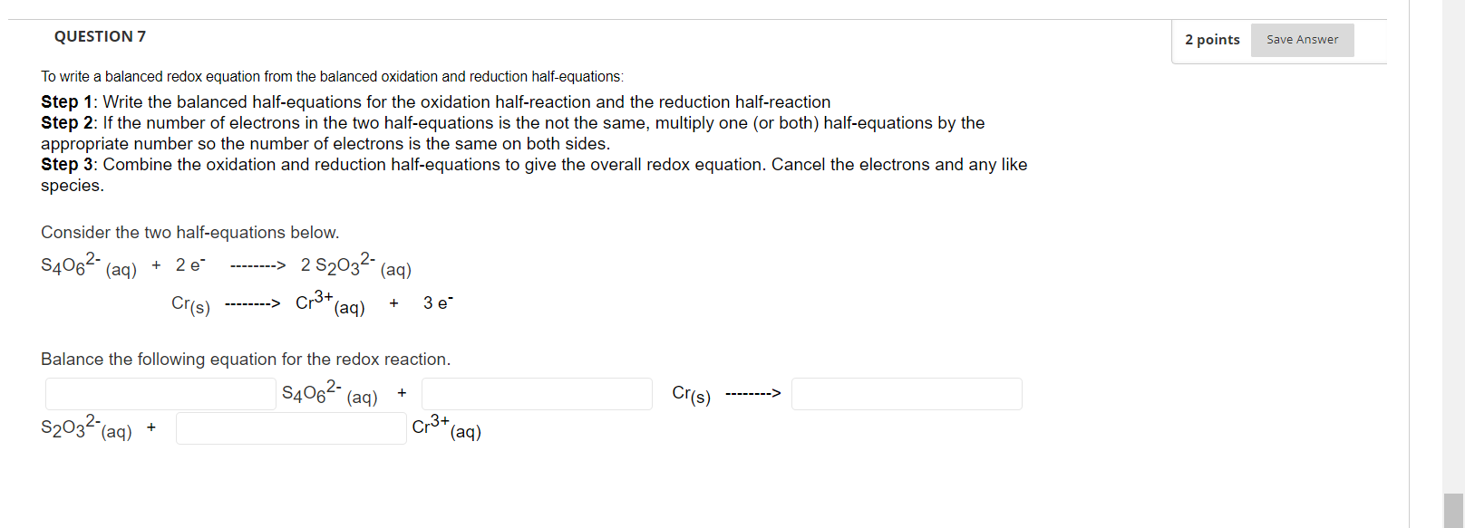 [solved] To Write A Balanced Redox Equation From The Bala