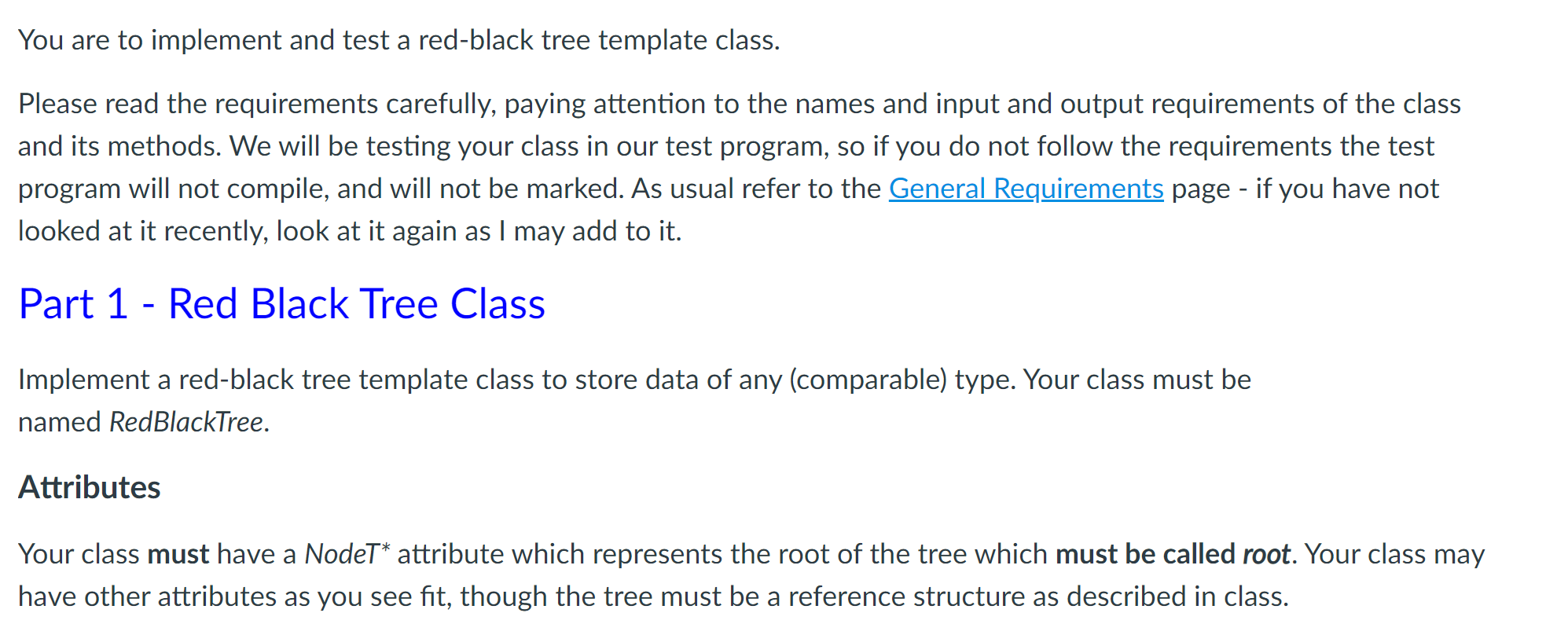 Please write the .h file called RedBlackTree.h | Chegg.com