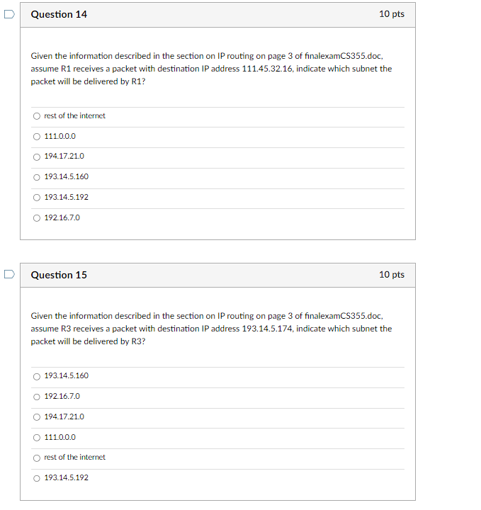 Solved IP Routing Given a network topology below in which | Chegg.com